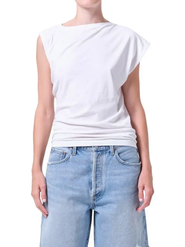 AGOLDE Beth Asymmetric Top - White