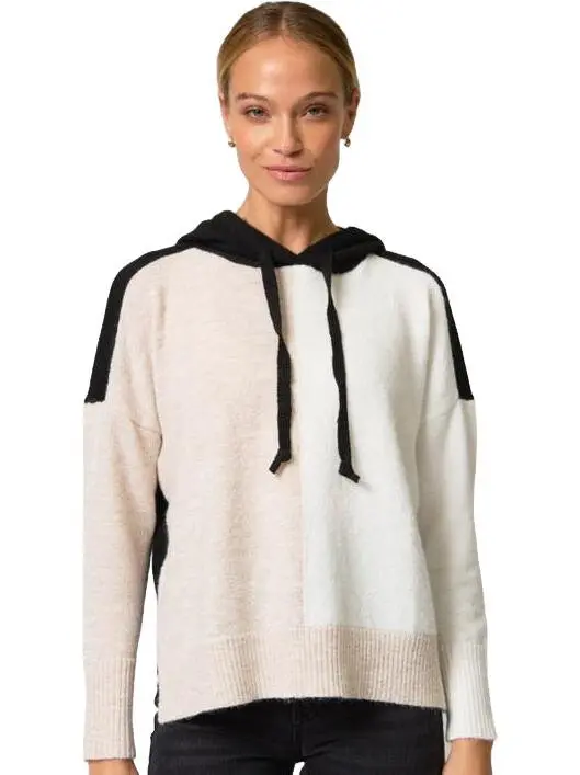 Central Park West Relaxed Fit Knit Hoodie - Neutral Combo