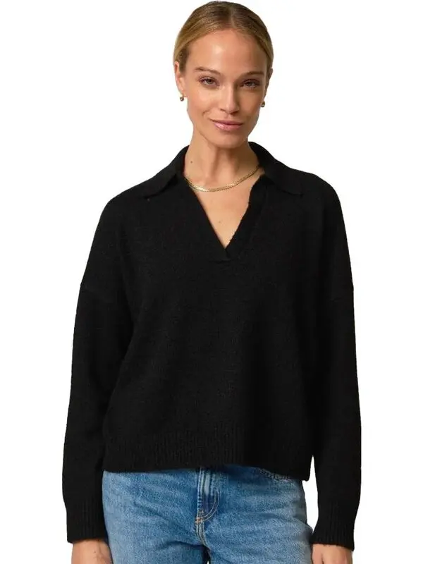 Central Park West Robbie V-neck Polo - Black