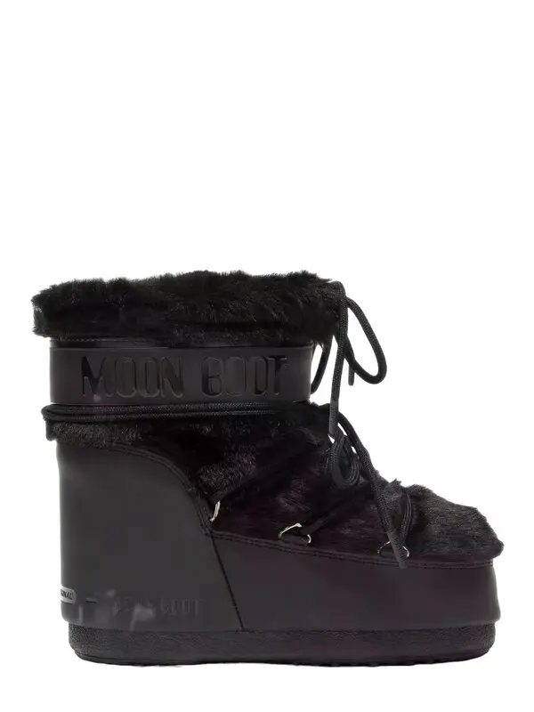 Moon Boot Fur Lace-up Boots - Black