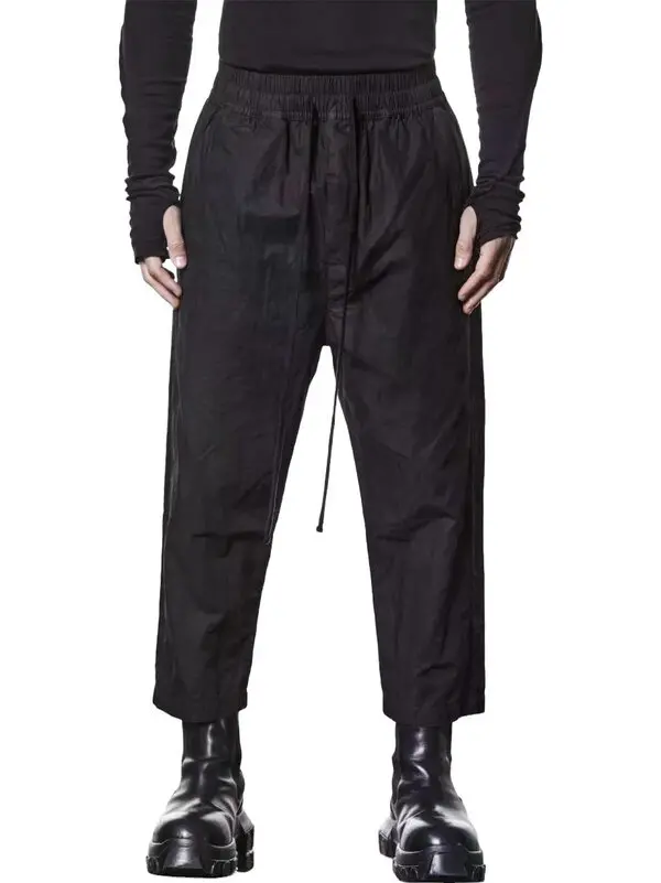 THOM KROM Drawstring Cropped Trousers - Black