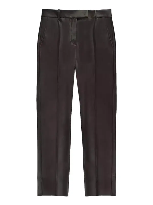SLOWEAR Incotex Faux Leather Straight Trousers - Brown