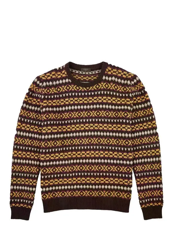 SLOWEAR Jacquard Wool Jumper - Brown