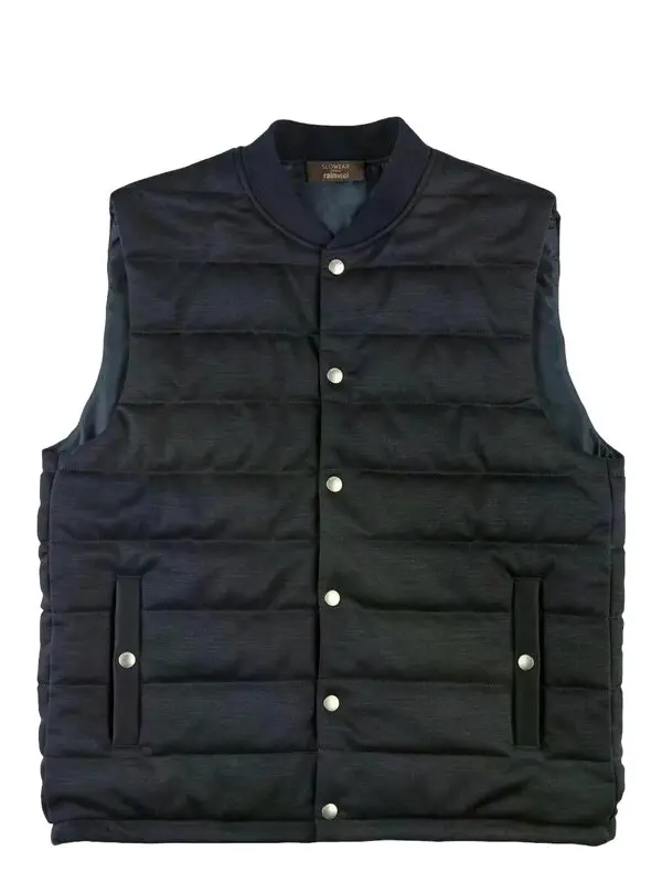 SLOWEAR Wool Gilet With Welt Pockets - Blue