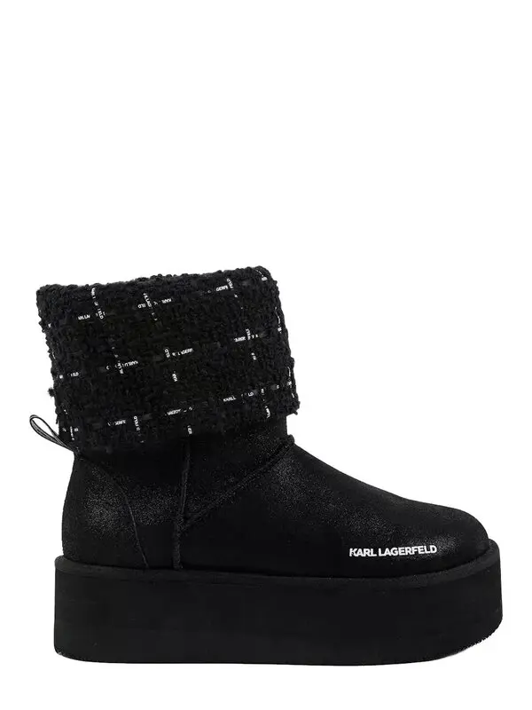 Karl Lagerfeld Thermo Knit-trimmed Platform Boots - Black