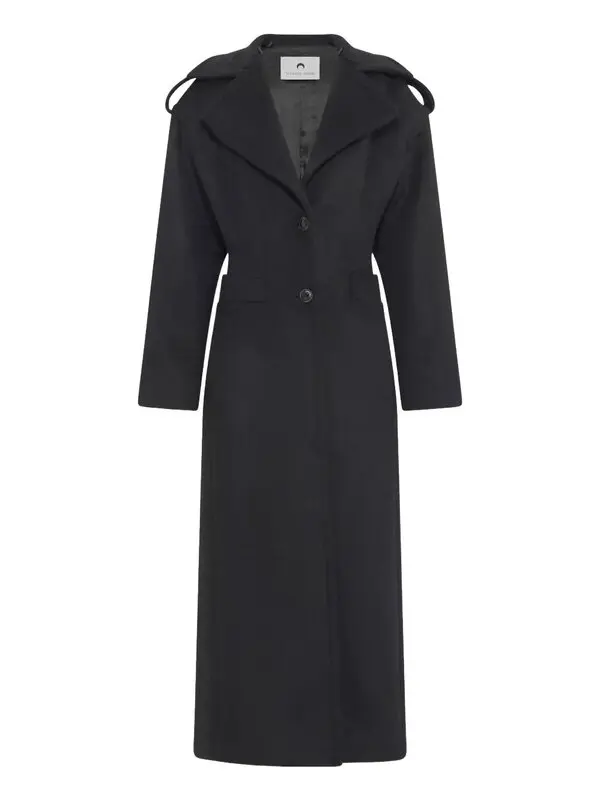MARINE SERRE Wool Single-breasted Coat - Black