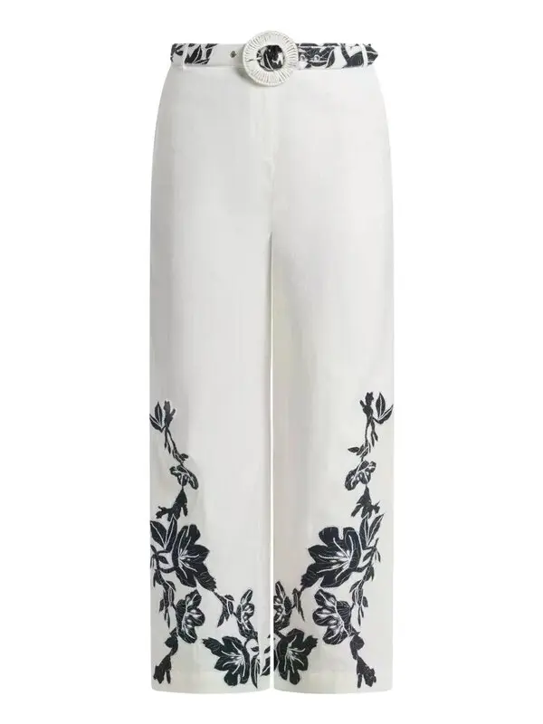 Hemant & Nandita Ahi Floral-embroidered Trousers - White