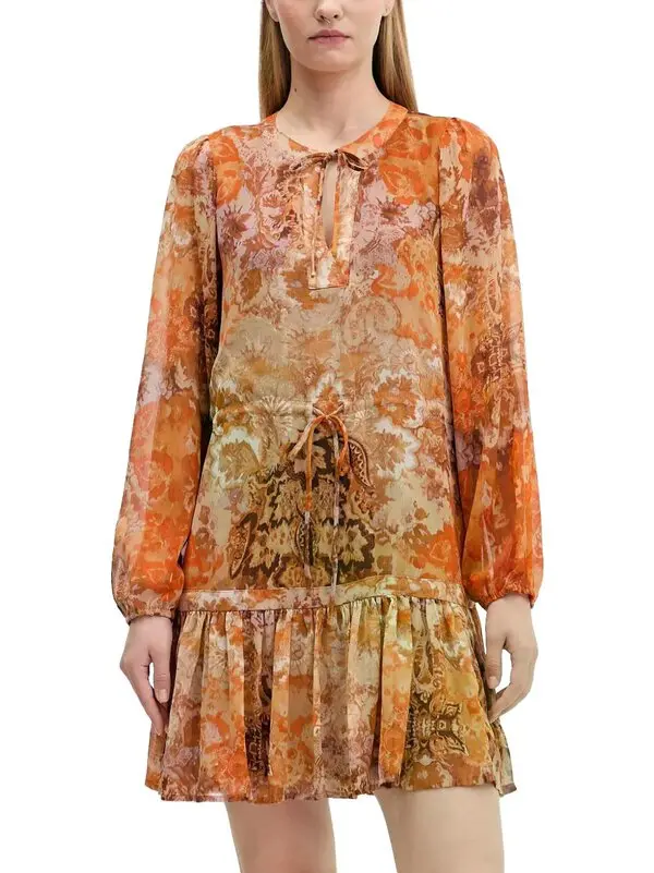 Desigual Tie-neck Dress - Orange