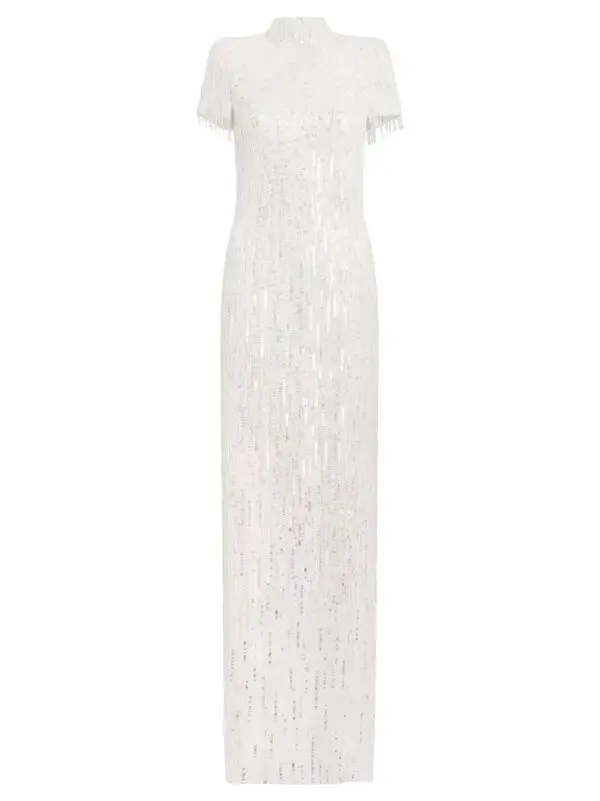 Jenny Packham Madeleine Sequin Beaded Dress - White