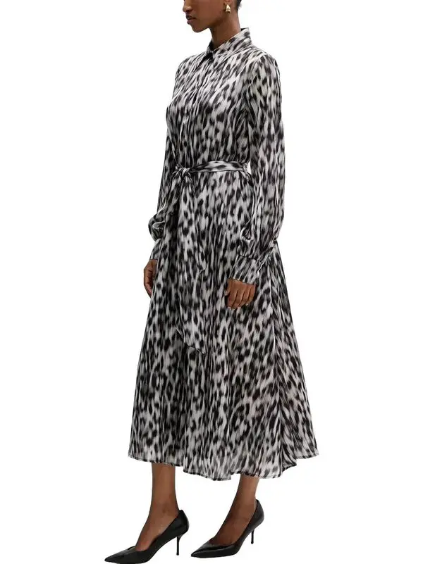 SILVIAN HEACH Belted Animal-print Midi Dress - Black