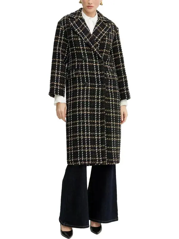 SILVIAN HEACH Check Double-breasted Coat - Black