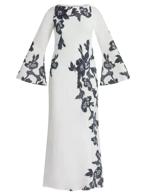 Hemant & Nandita Aahi Bell-sleeve Floral Maxi Dress - White