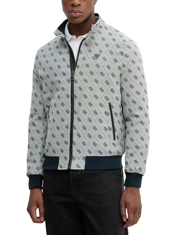 Guess Jacquard 4g Patterned Zip Jacket - Grey