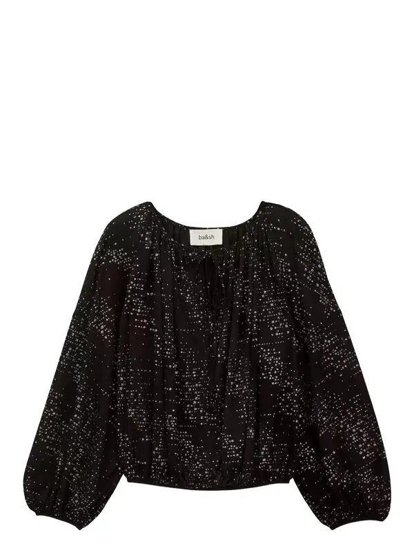 Ba&sh Patterned Tie-detail Top - Black