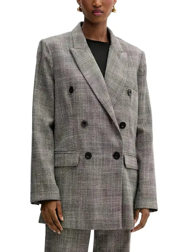 SILVIAN HEACH Double-breasted Check Blazer - Grey