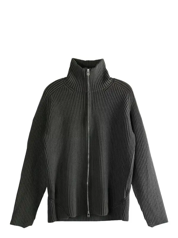 OMAR AFRIDI Ribbed Zip-up Cardigan - Grey