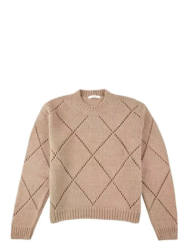 SLOWEAR Diamond Pattern Wool Jumper - Neutrals