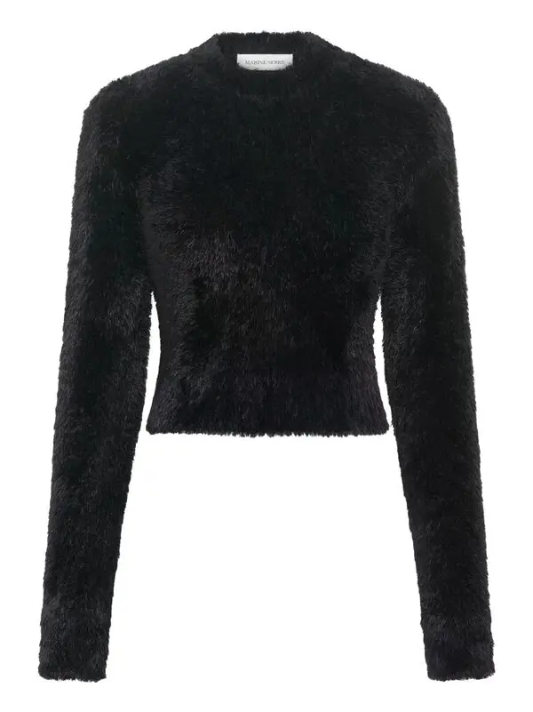 MARINE SERRE Fluffy-knit Crew-neck Sweater - Black