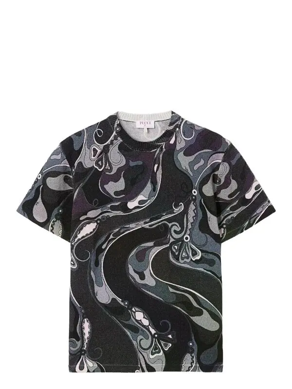 Emilio Pucci Orchidee Print Wool T-shirt - Black