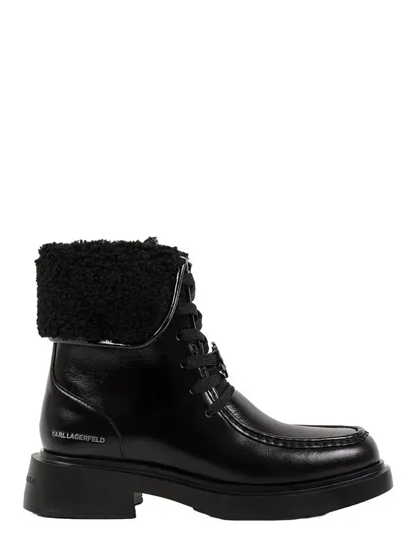 Karl Lagerfeld Macie Faux-shearling Logo Boots - Black