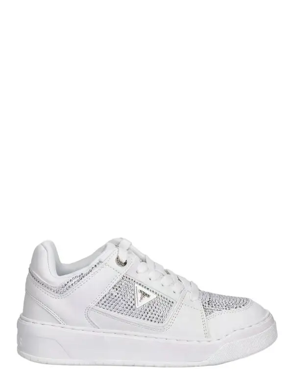 Guess Embellished Lace-up Sneakers - White