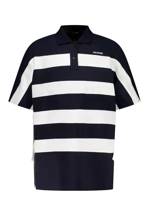 We11Done Striped Polo Shirt - Blue