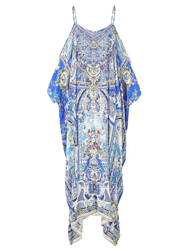 Camilla Ottoman Opulence Silk Maxi Dress - Blue
