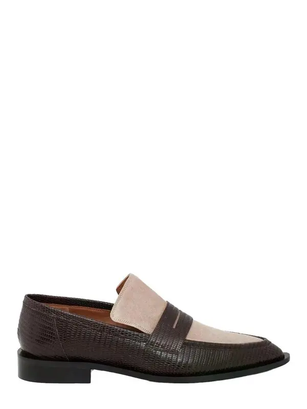 ATP ATELIER Montazzoli Lizard-effect Panelled Loafers - Brown