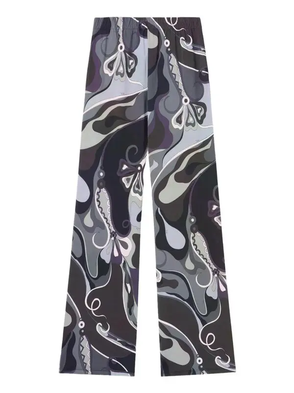 Emilio Pucci Orchidee Print Straight Trousers - Grey