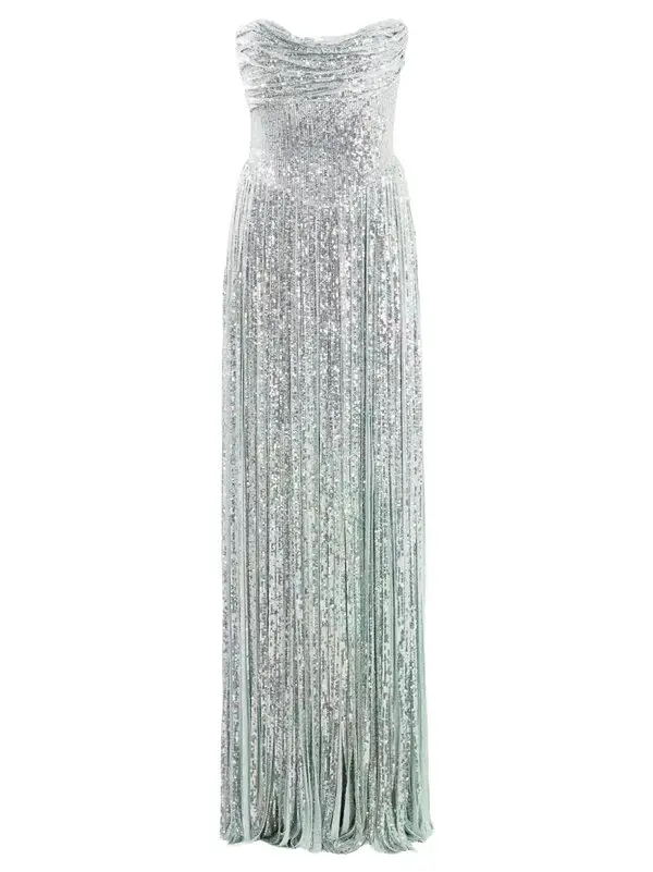ANA RADU Fringed-detail Maxi Dress - Silver