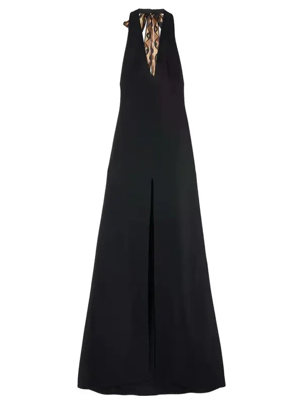Emilio Pucci V-neck Slit Long Dress - Black