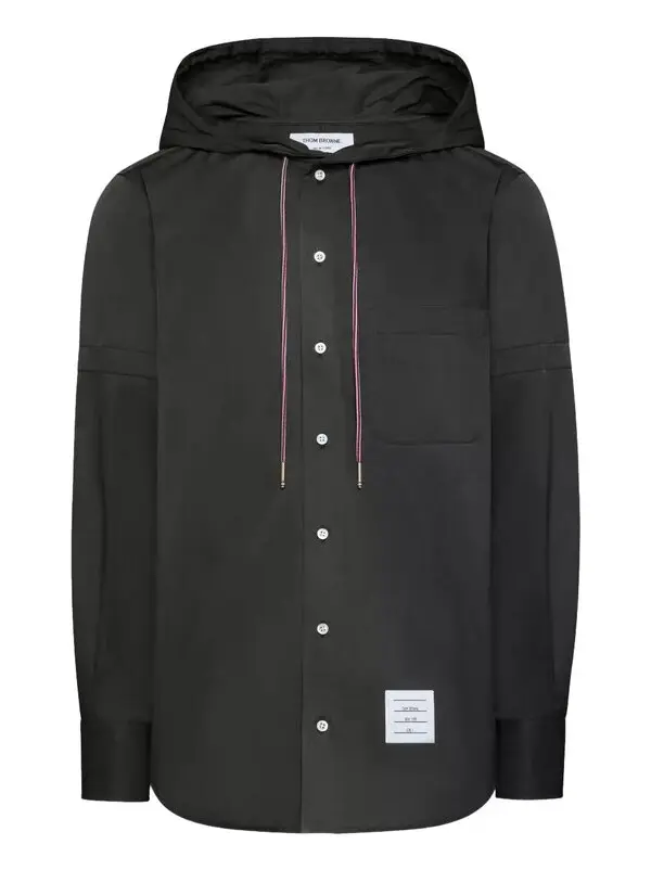 Thom Browne Hooded Armband-detail Shirt - Black