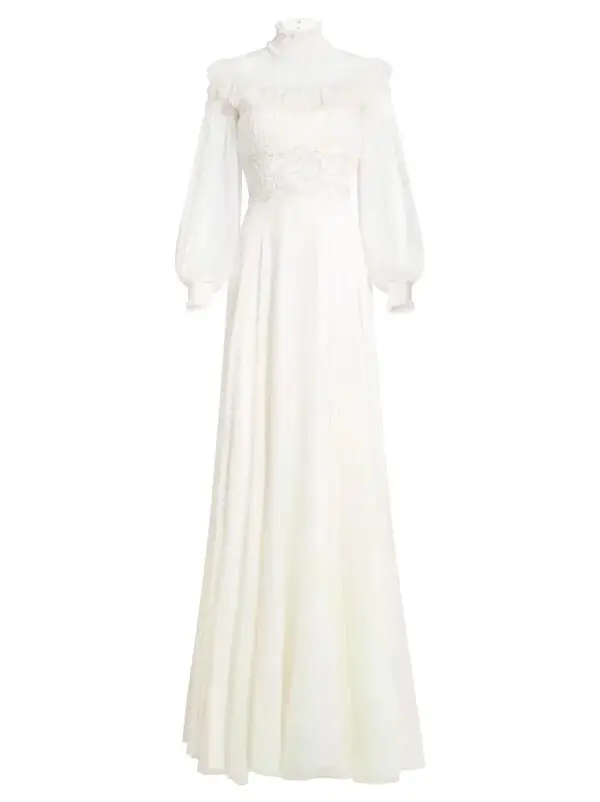 Jenny Packham Arden Ruffled Maxi Dress - White
