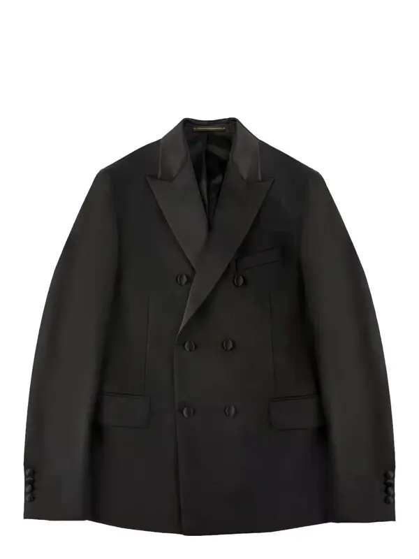 SLOWEAR Flap Pocket Wool Double-breasted Blazer - Black