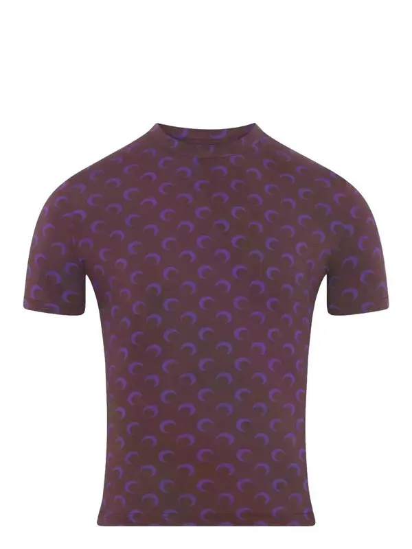 MARINE SERRE Moon-print Crew-neck T-shirt - Purple