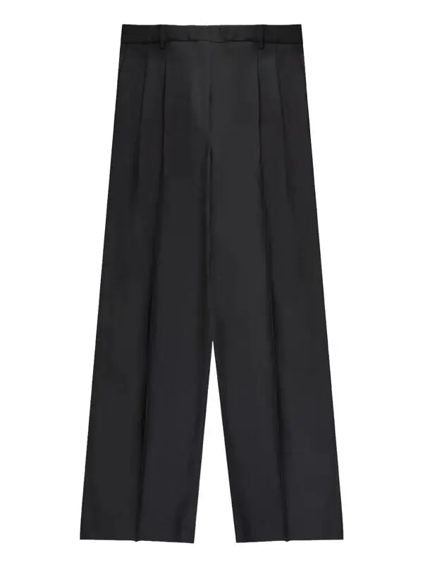 SLOWEAR Pleated Front Wool Straight Trousers - Black