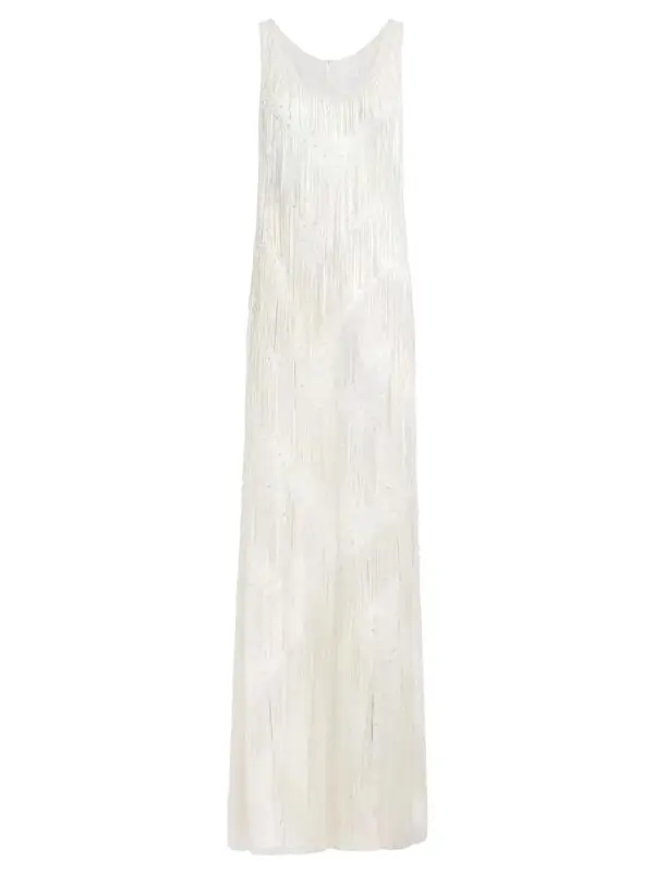 Jenny Packham Symphonie Fringed Maxi Dress - Neutrals