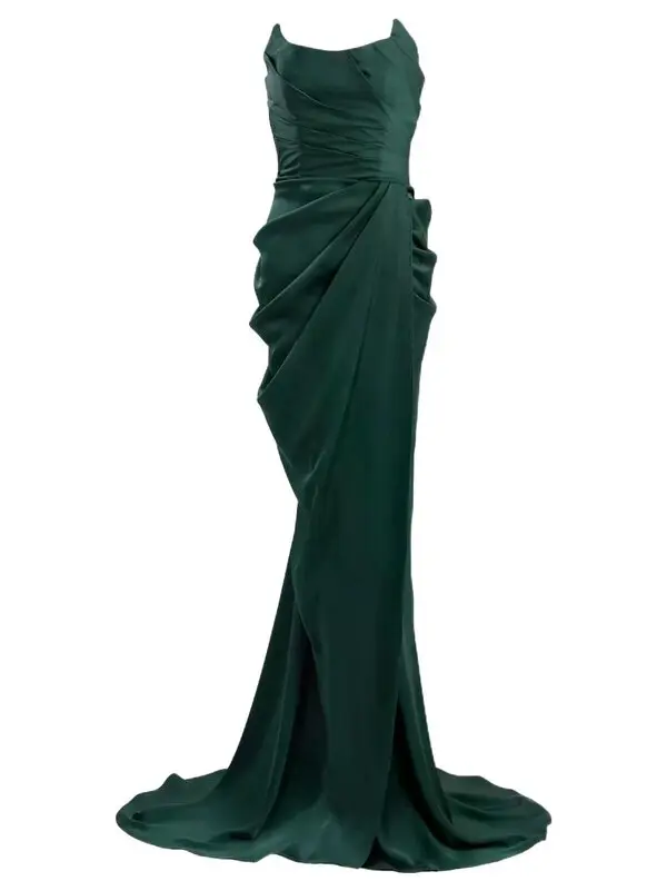 ANA RADU Strapless Maxi Dress With Ruched Detailing - Green