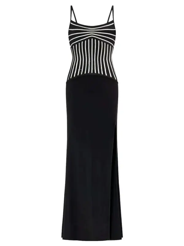 Herve Leger Ophelia Striped Side-slit Gown - Black