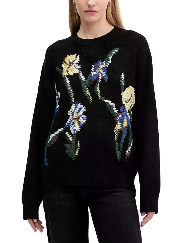 Desigual Floral Knit Sweater - Black