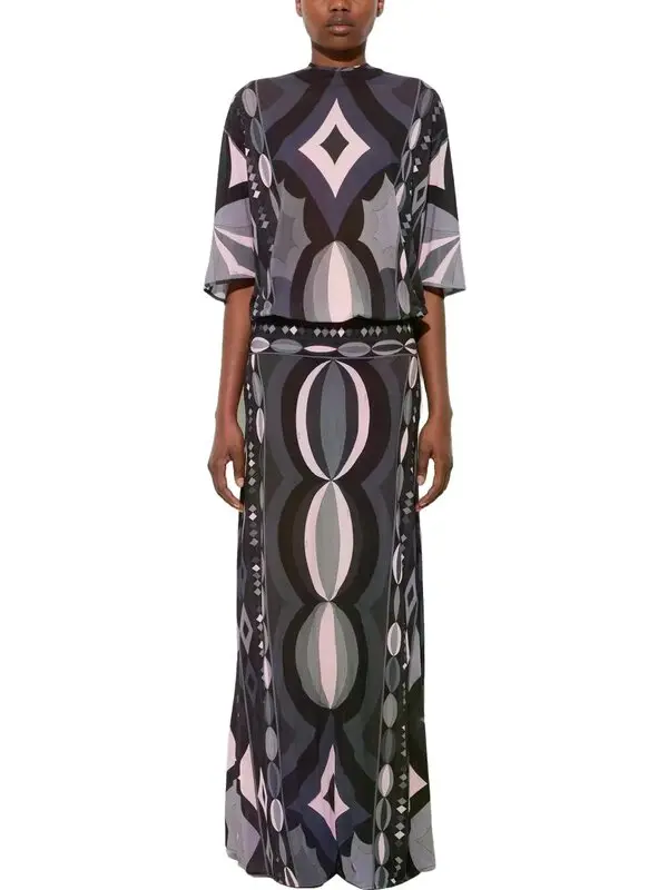 Emilio Pucci Collane Print Long Dress - Grey