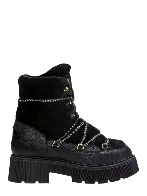 Bogner Fur Trim Lace-up Boots - Black