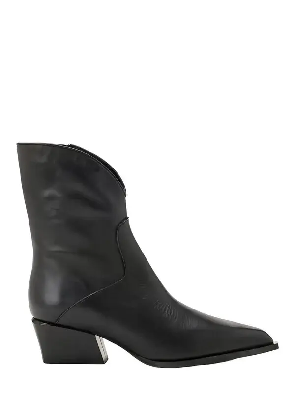 POEVE Leather Cowboy Boots - Black