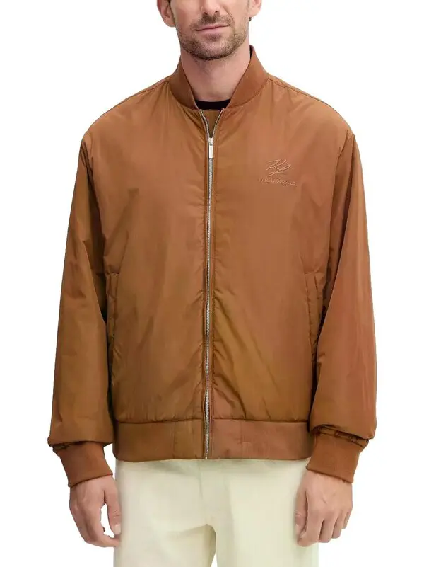 Karl Lagerfeld Logo-embroidered Bomber Jacket - Brown