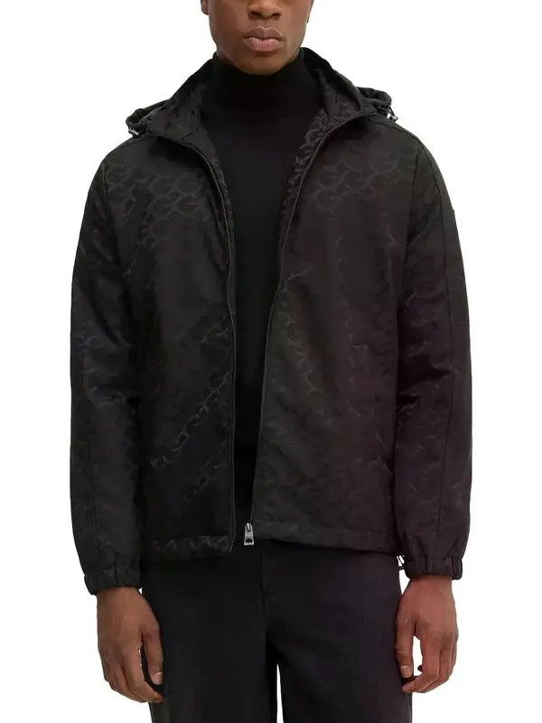 Guess Monogram-pattern Hooded Jacket - Black
