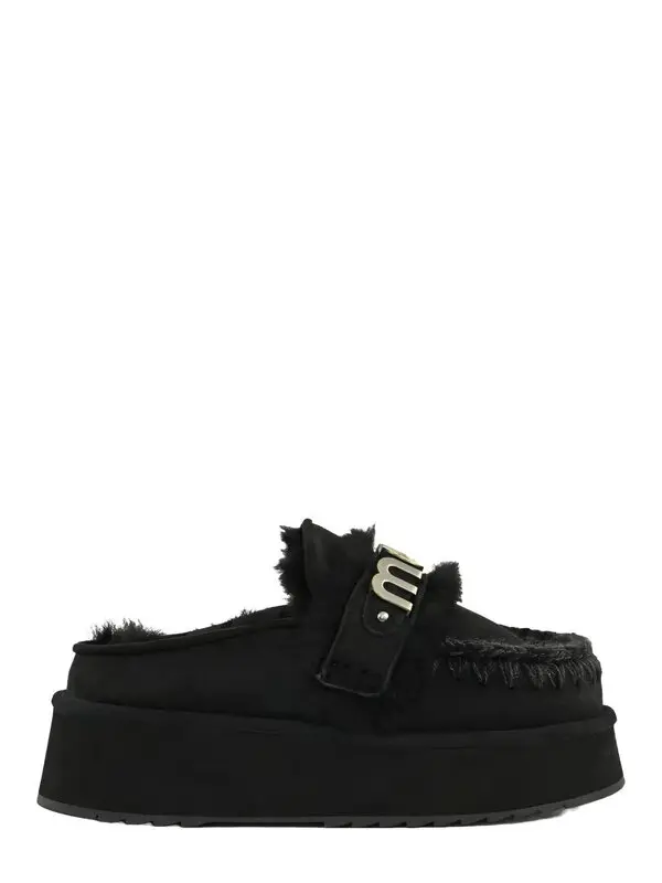 Mou Logo-detail Platform Mules - Black