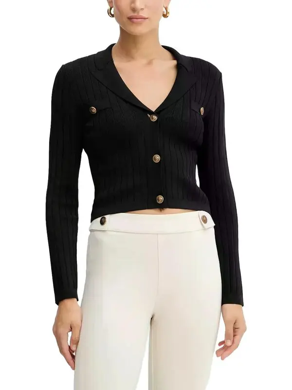 Guess Felicity Ribbed Button Cardigan - Black