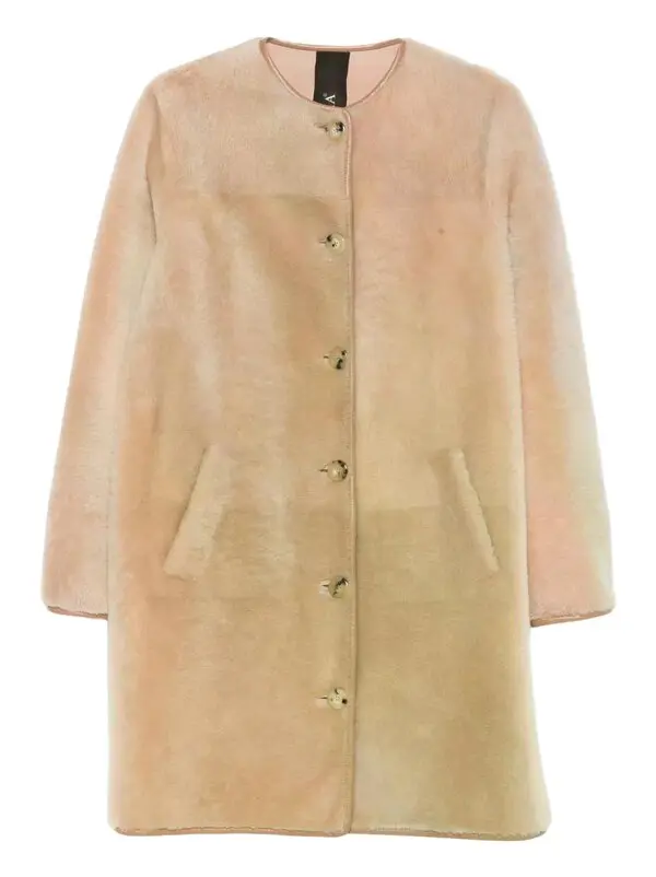 BLANCHA Button-up Shearling Coat - Neutrals