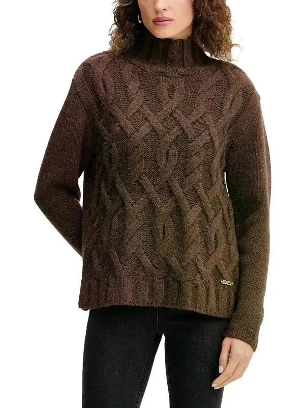 SILVIAN HEACH Cable-knit Roll-neck Sweater - Brown