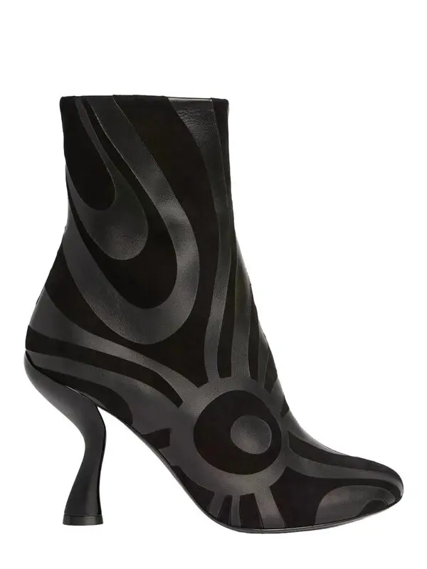 Emilio Pucci Marmo Print Heeled Boots - Black